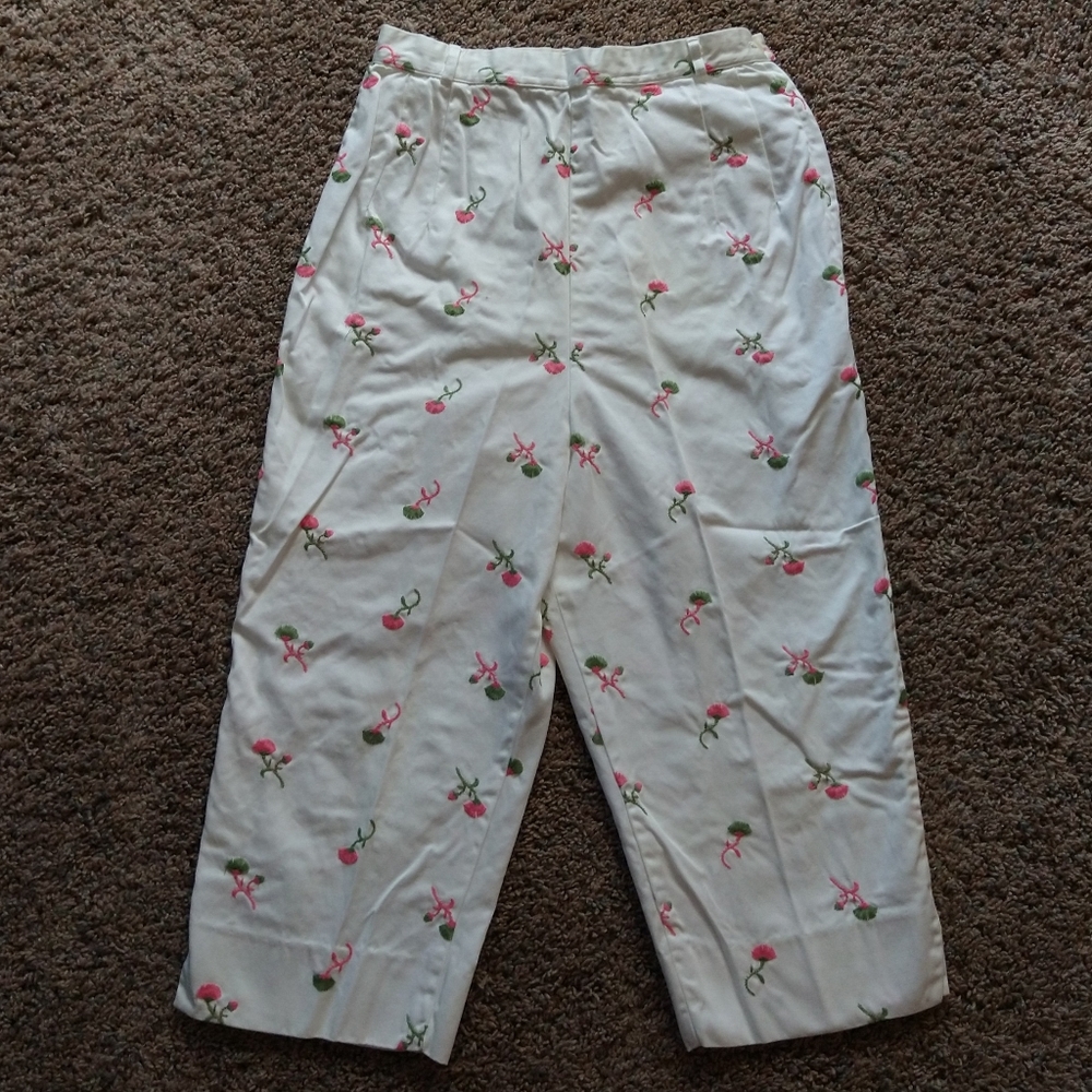 Vintage Bobbie Brooks Embroidered Capri Pants Xs - Gem